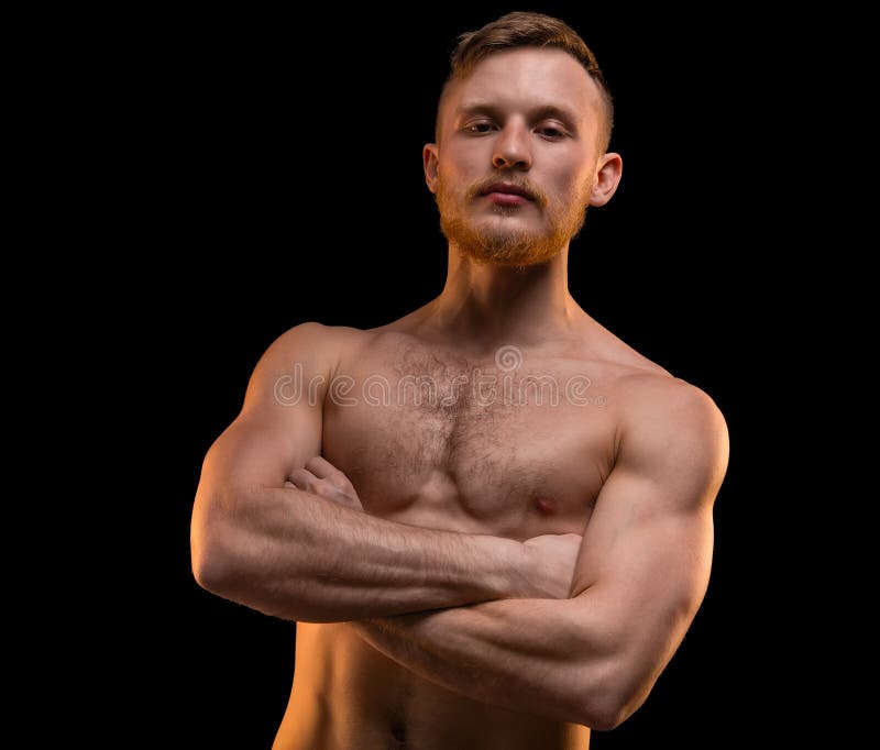 Muscular Man with Arms Crossed Stock Photo - Image of beard, power ...