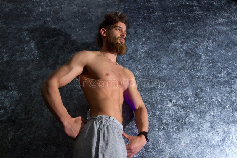 Muscular Man with the Beard Posing Stock Photo - Image of bodybuilding ...