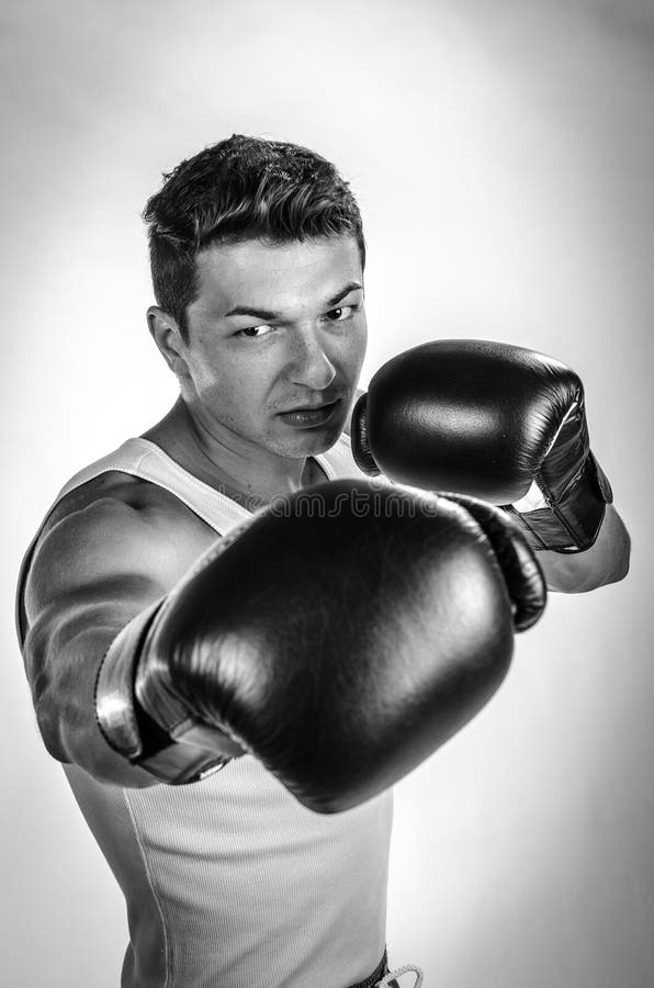 Muscular man boxing stock image. Image of action, muscular - 29268377