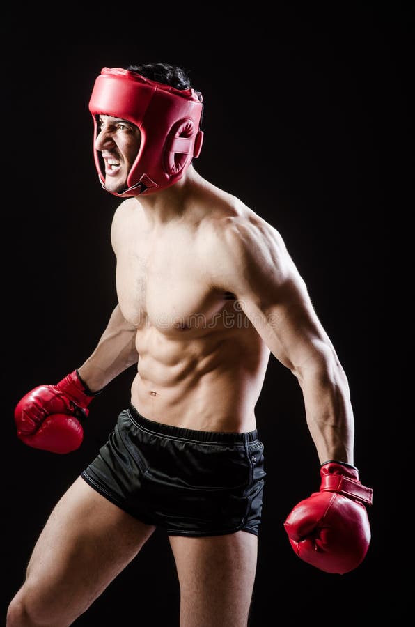 Muscular Man in Boxing Concept Stock Photo - Image of gloves, biceps ...