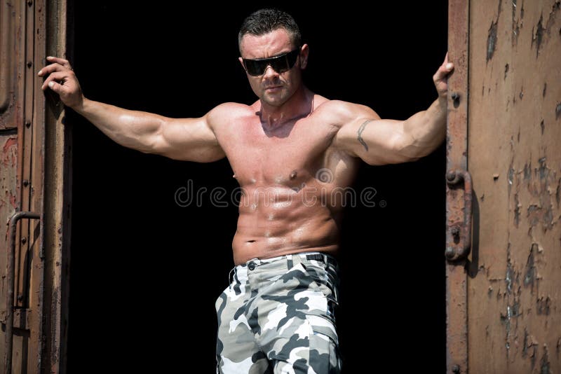 Muscular Man Catching a Train Stock Image - Image of portrait, body ...