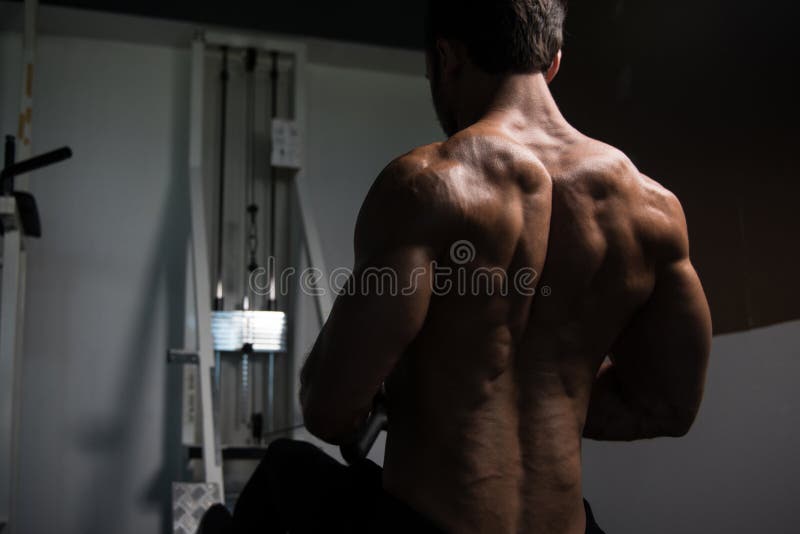 Muscular Man Doing Heavy Weight Exercise for Back Stock Image - Image ...