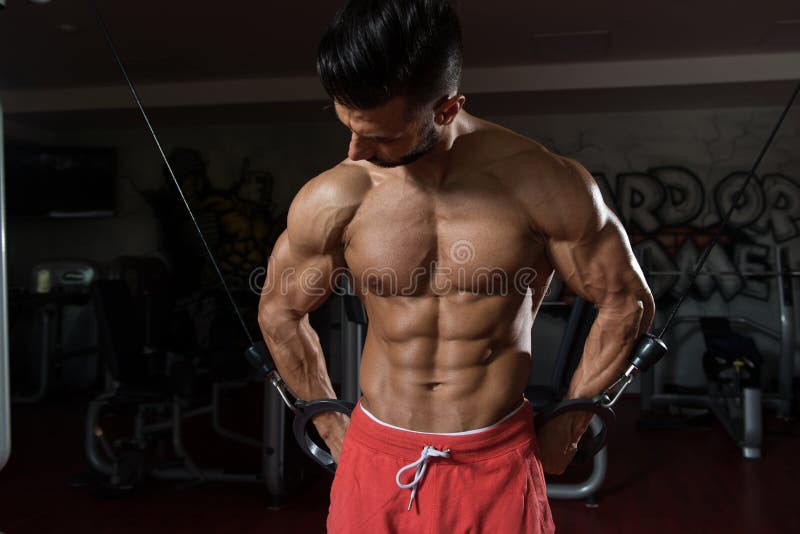 Bodybuilder Exercising Chest on Machine Stock Image - Image of chest ...