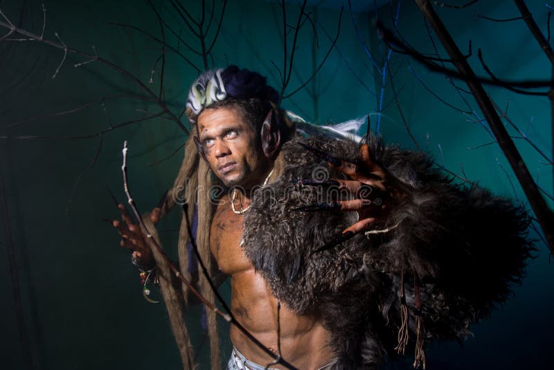 Man Dark Skin Black Dreadlocks Werewolf Art Stock Photos - Free ...