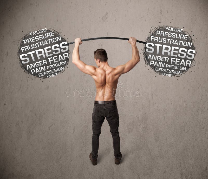 Muscular Man Fighting with Stress Stock Image - Image of attractive ...
