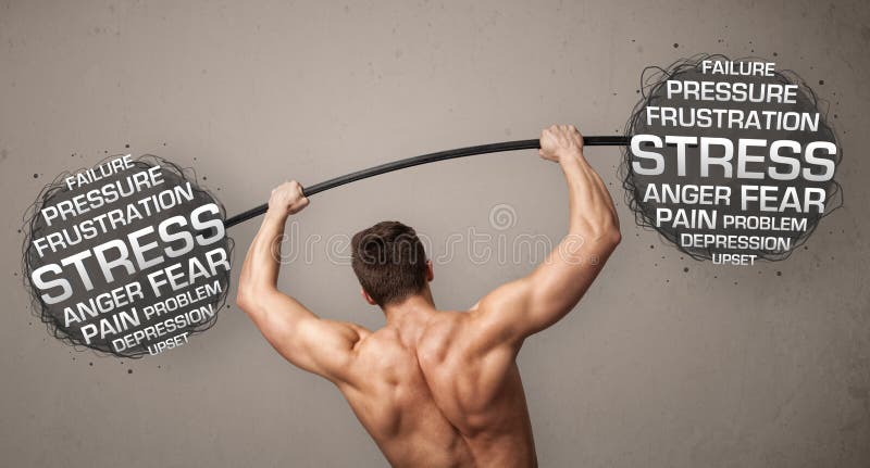 Muscular Man Fighting with Stress Stock Image - Image of heavy, adult ...
