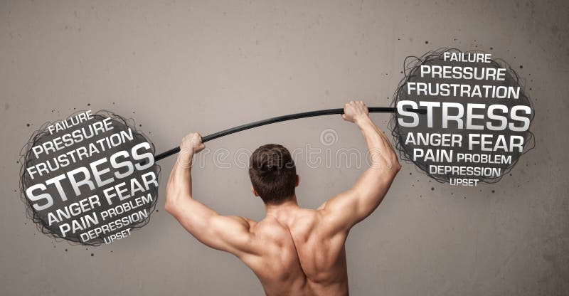 Muscular Man Fighting with Stress Stock Image - Image of grunge, adult ...