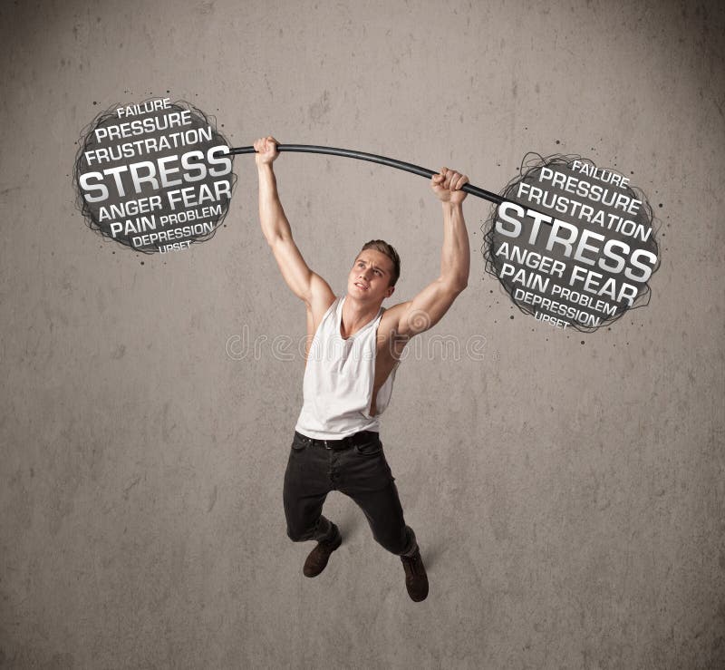 Muscular Man Fighting with Stress Stock Photo - Image of lifting, pain ...