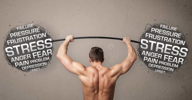 Muscular Man Fighting with Stress Stock Photo - Image of masculine ...