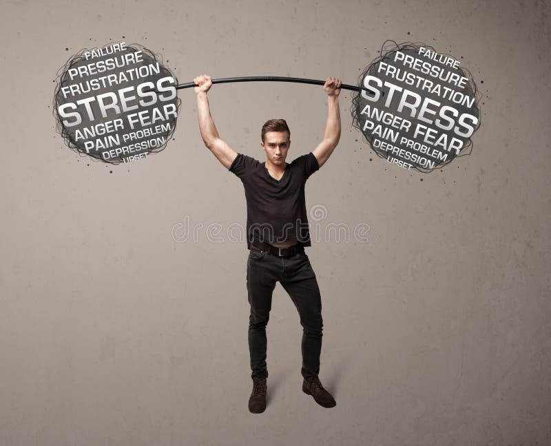 Muscular Man Fighting with Stress Stock Photo - Image of pain ...