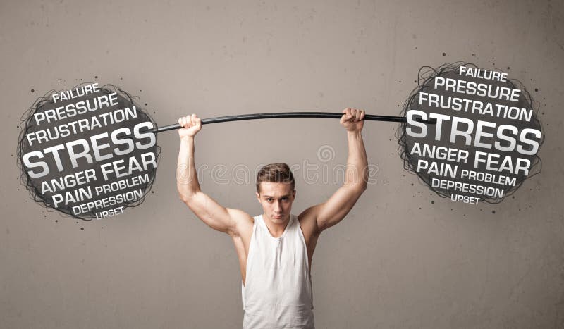 Muscular Man Fighting with Stress Stock Photo - Image of biceps, funny ...