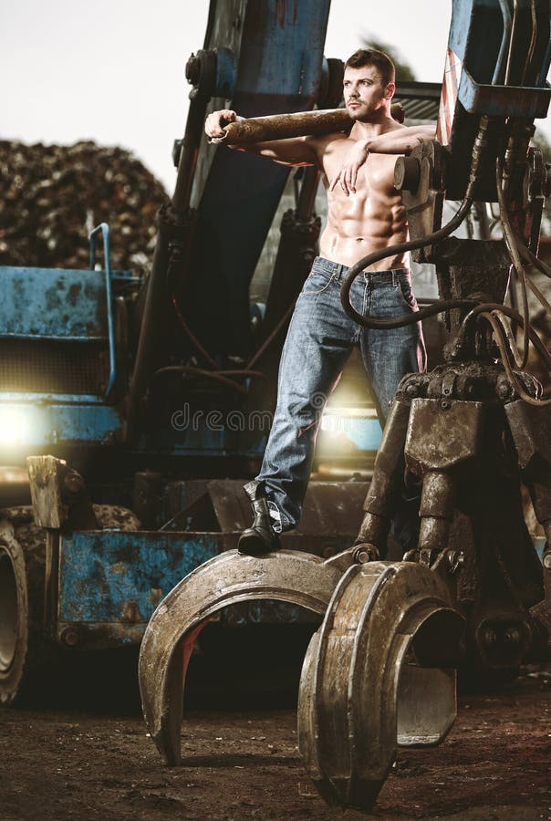 Muscular man stock photo. Image of digger, heavy, metal - 59643606