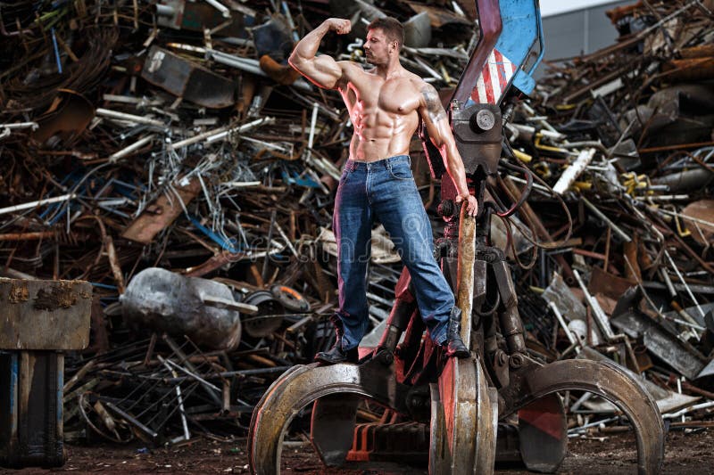 Muscular man stock image. Image of rusty, machinery, male - 59643629