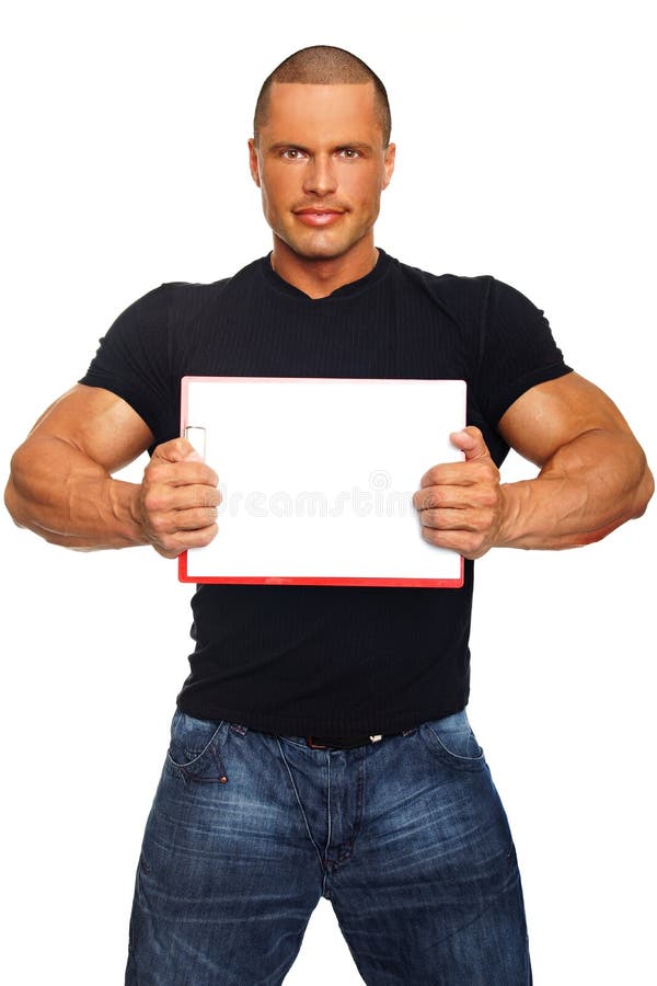Muscular Man Holds Paper Stock Photos - Free & Royalty-Free Stock ...