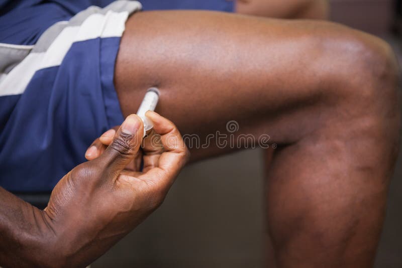 Muscular Man Injecting Steroids Stock Image - Image of needle, male ...