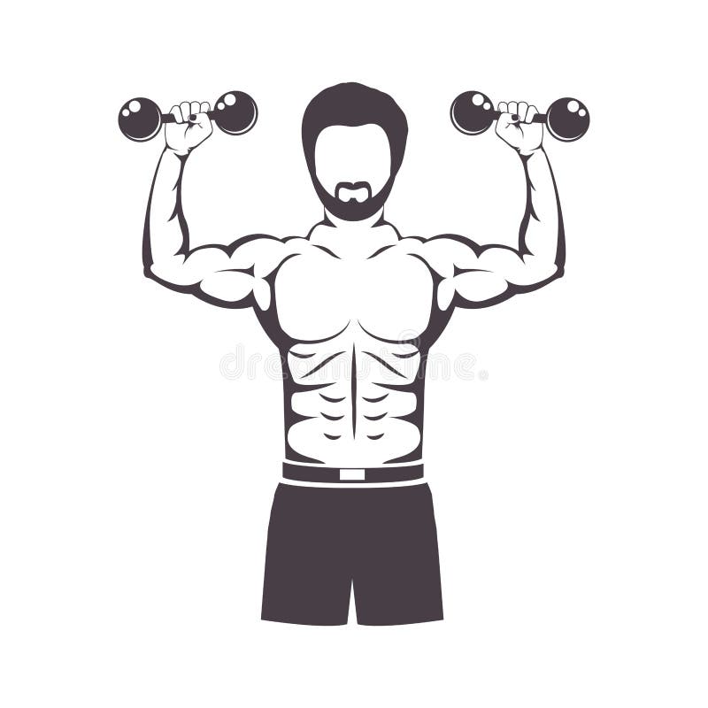 Muscular Man Lifting a Dumbbell Stock Vector - Illustration of dumbbell ...