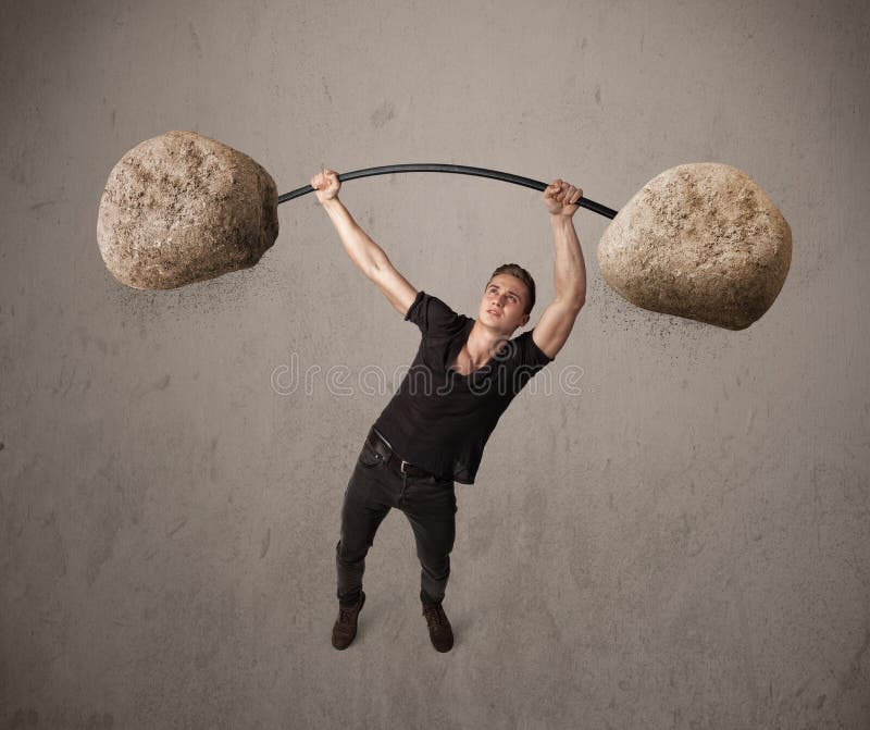 Muscular Body Builder Lifting Weight with Energy Lights on Biceps Stock ...