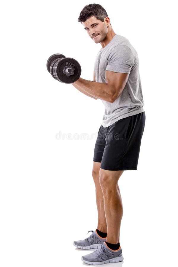 Muscular Man Lifting Weights Stock Photo - Image of person, lifestyle ...