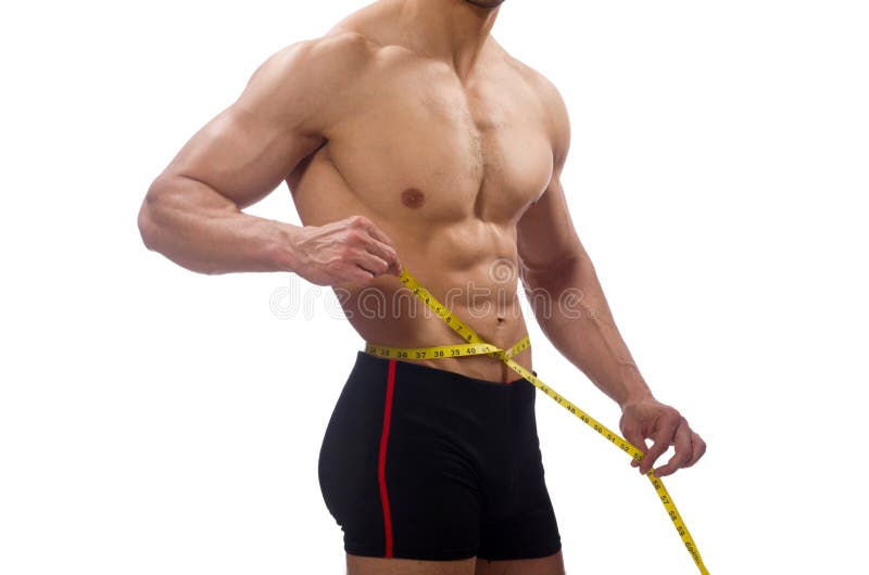 The Muscular Man Measuring His Muscles Stock Photo - Image of isolated ...