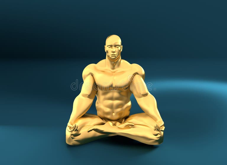Muscular man meditation. stock illustration. Illustration of person ...