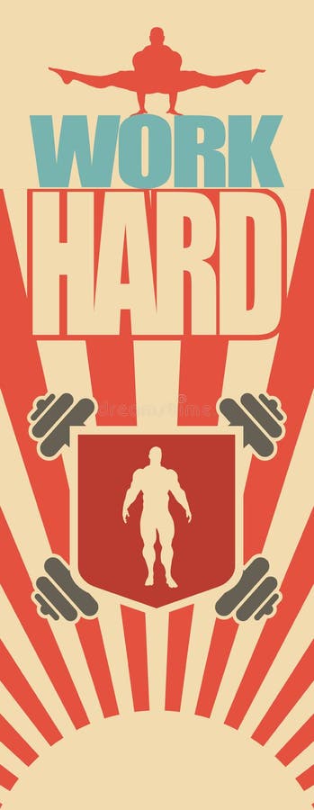 Try Hard Text with Dumbbell, Vector Illustration. Stock Vector ...
