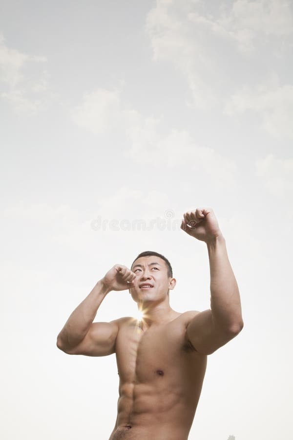 Muscular Man Shadow Boxing stock image. Image of healthy - 31689175