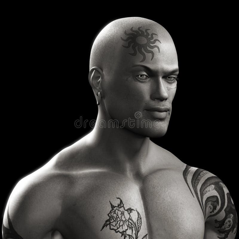 Muscular man with tattoos stock image. Image of naked - 2088067