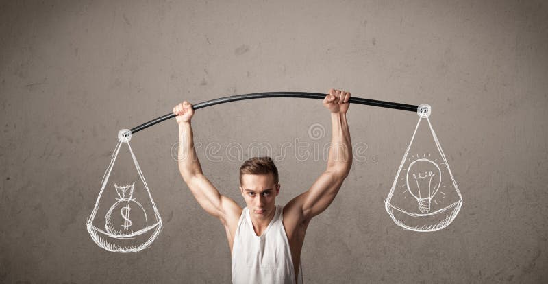 Muscular Man Trying To Get Balanced Stock Image - Image of banking ...