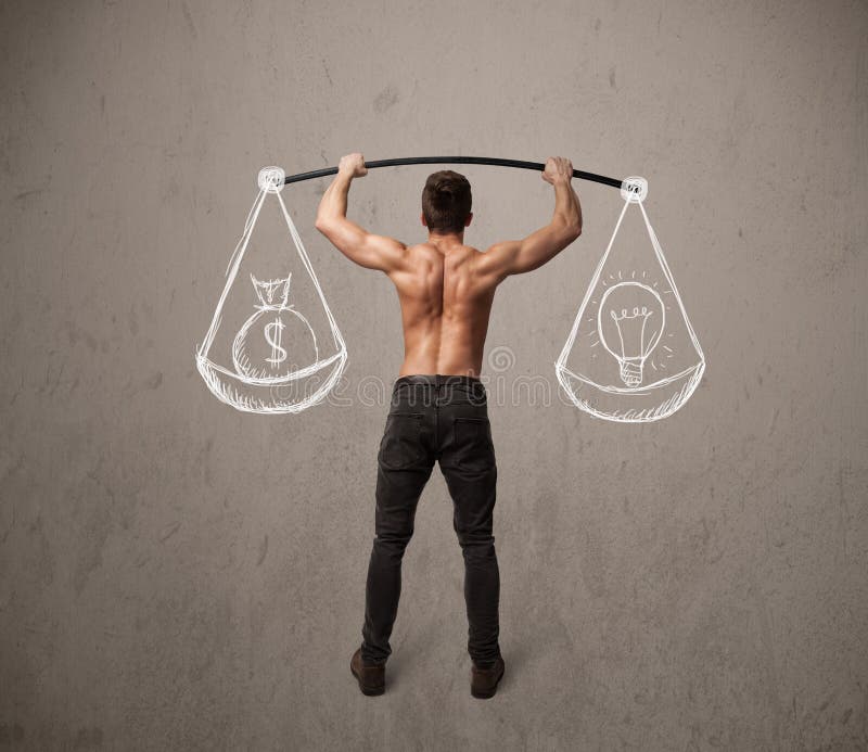 Muscular Man Trying To Get Balanced Stock Image - Image of income, idea ...