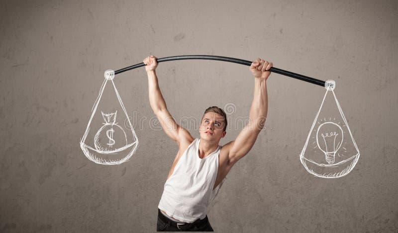 Muscular Man Trying To Get Balanced Stock Photo - Image of biceps, body ...
