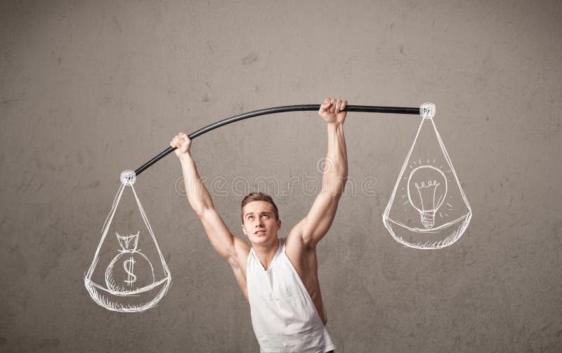 Muscular Man Trying To Get Balanced Stock Photo - Image of income ...