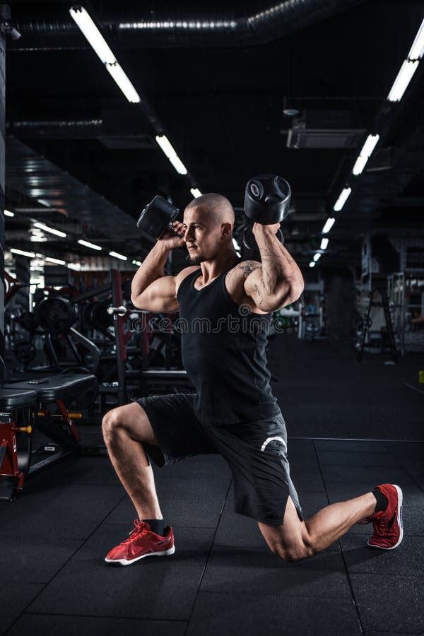 Muscular Man during Workout Stock Image - Image of barbell, handsome ...