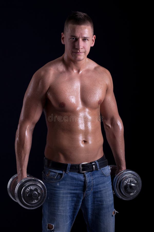 Portrait of a Muscular Man, Naturally Built Man Stock Image - Image of ...