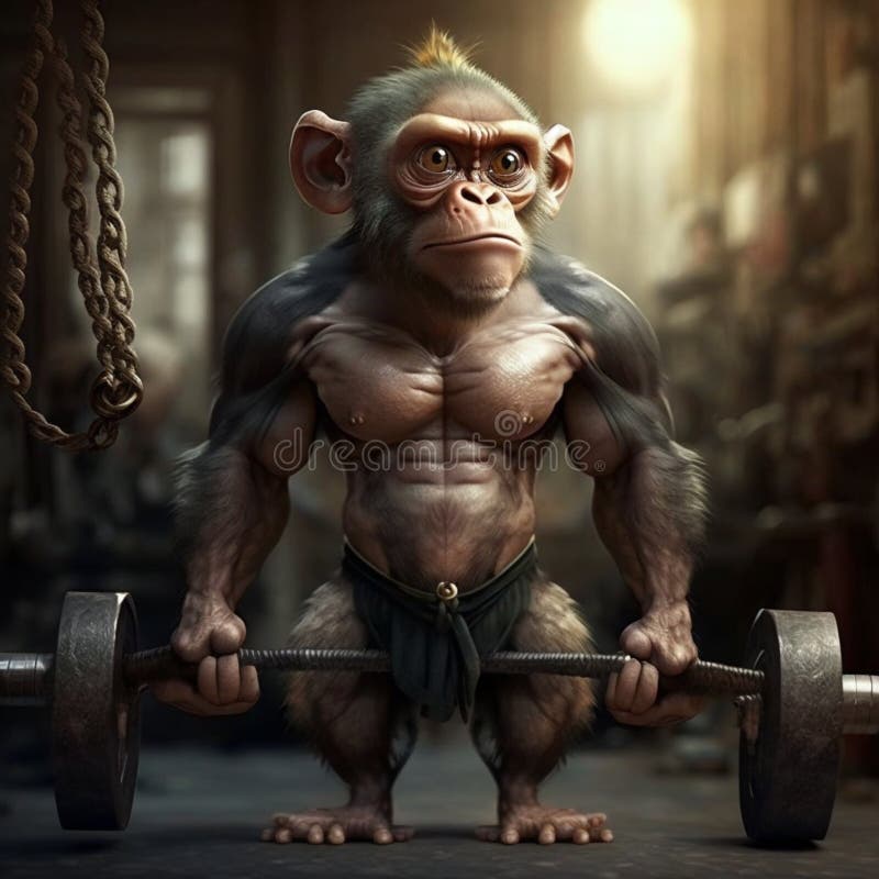 Muscular Monkey at the Gym, AI Generated Stock Illustration ...
