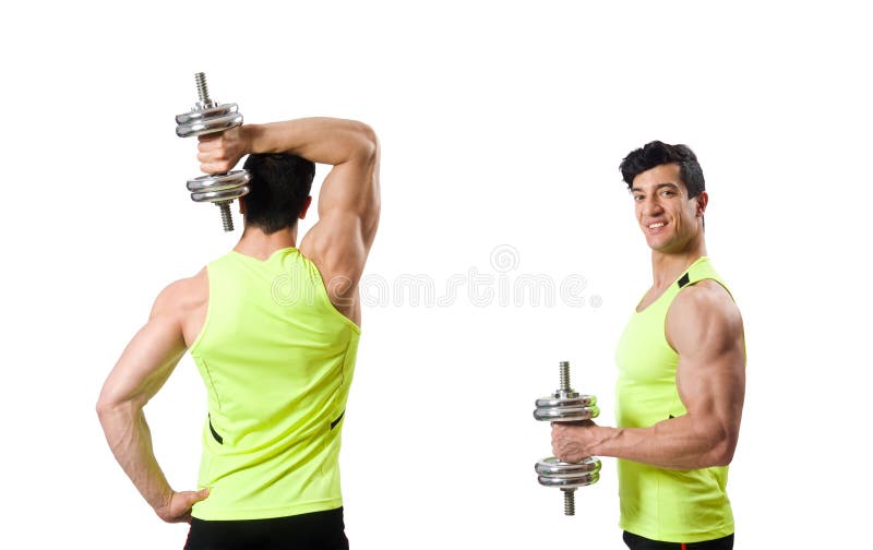 The Muscular Ripped Bodybuilder with Dumbbells Stock Photo - Image of ...
