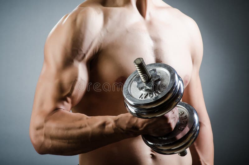 Muscular Ripped Bodybuilder Stock Photo - Image of dumbbells, training ...