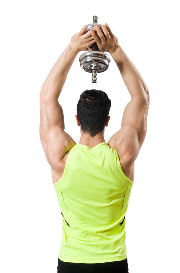 Muscular Ripped Bodybuilder with Dumbbells Stock Image - Image of ...