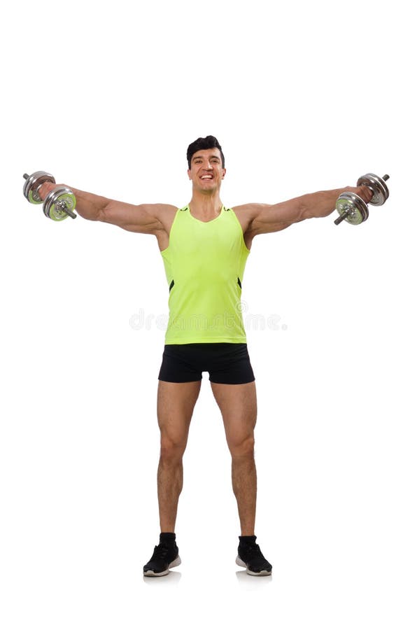 Muscular Ripped Bodybuilder with Dumbbells Stock Image - Image of ...
