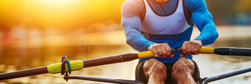 Muscular Rower in Action Powering through a Stroke at the Summer ...