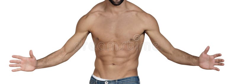 Muscular Shirtless Young Man Open Arms Stock Photos - Free & Royalty ...