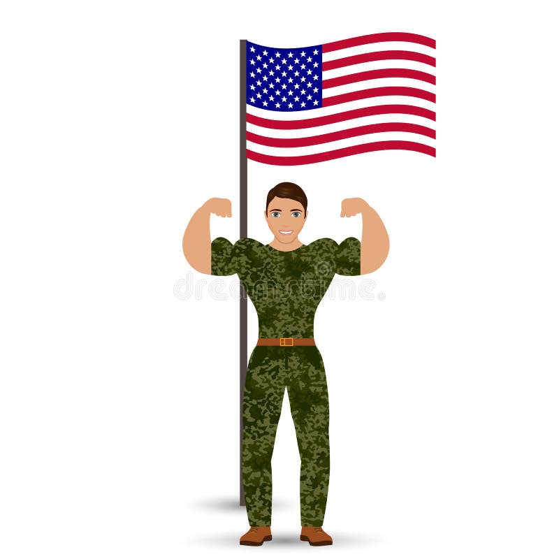 Muscular Soldier. Vector Illustration. Stock Vector - Illustration of ...