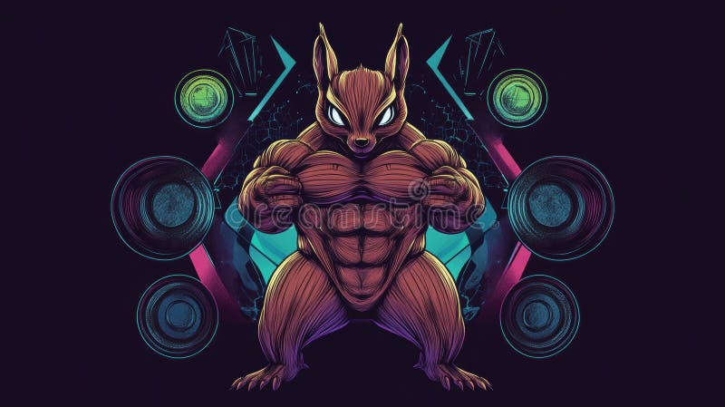 Muscular Squirrel Artwork stock illustration. Illustration of strong ...