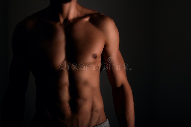 Muscular Stomach with Six Pack Abs Stock Image - Image of horizontal ...