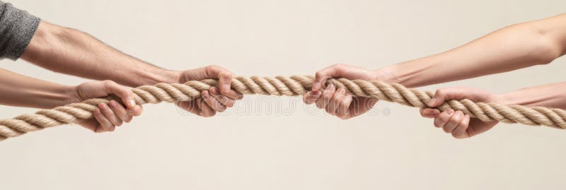 Muscular Teammates Pulling Rope during Competitive Strength Challenge ...