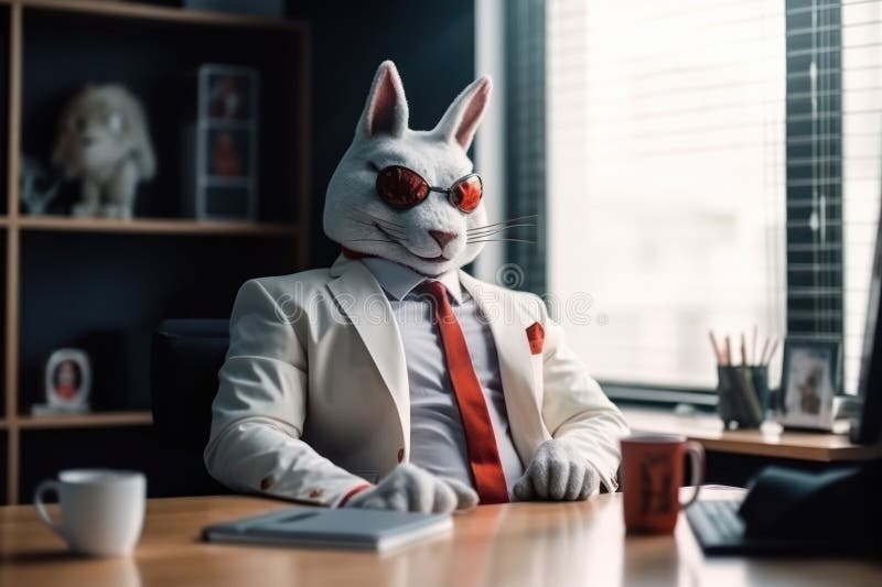 Muscular White Wolf Office Worker Animal Generative AI Stock ...