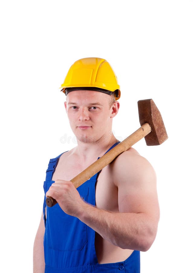 Muscular Construction Worker Stock Image - Image of hard, bodybuilder ...