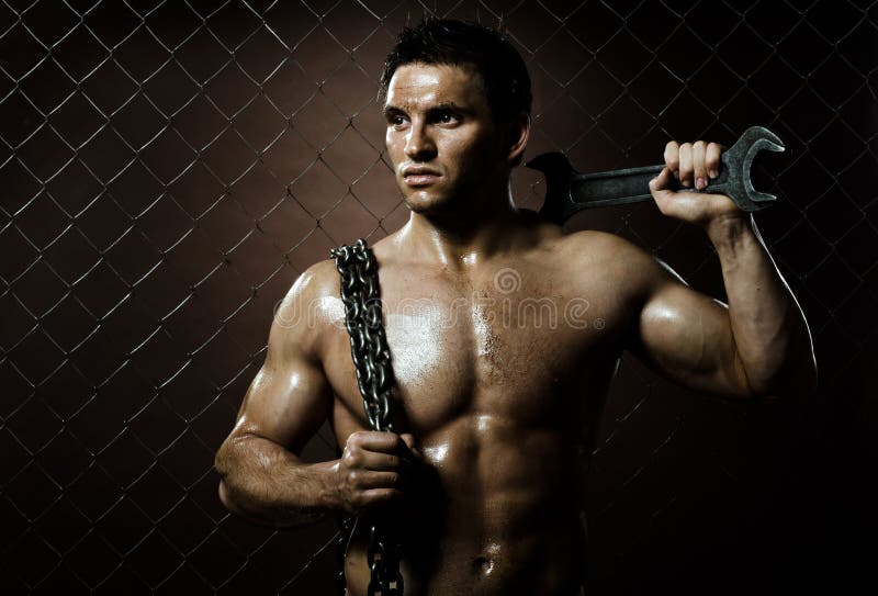 Muscular worker stock photo. Image of muddy, masculine - 26527786