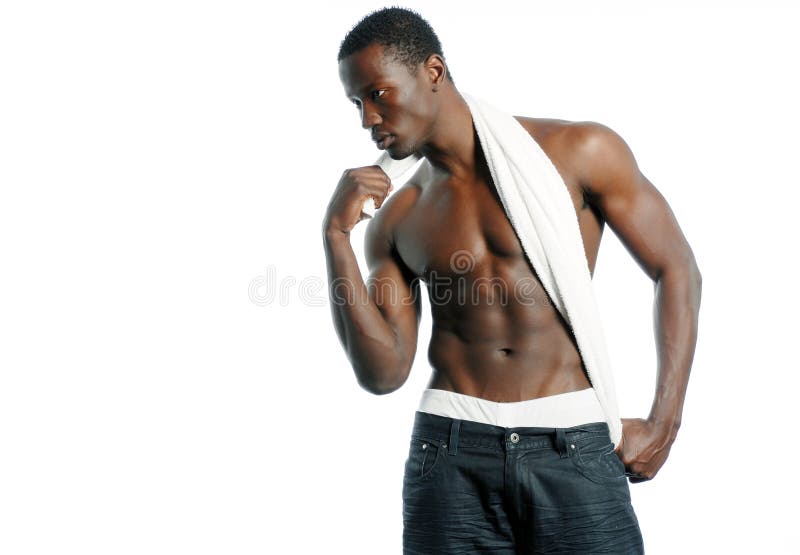 Muscular young black man stock image. Image of background - 3904303