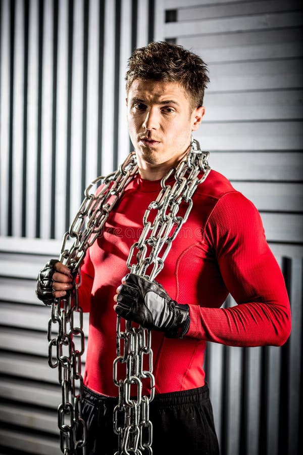 Muscular Young Guy with Chain Stock Image - Image of figure, muscular ...