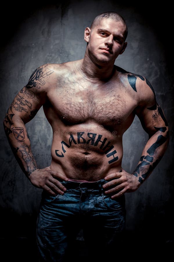 Muscular Young Man with Many Tattoos Stock Image - Image of healthy ...